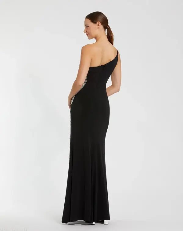 Mac Duggal Jersey Trumpet Gown With Embellished Cut-outs