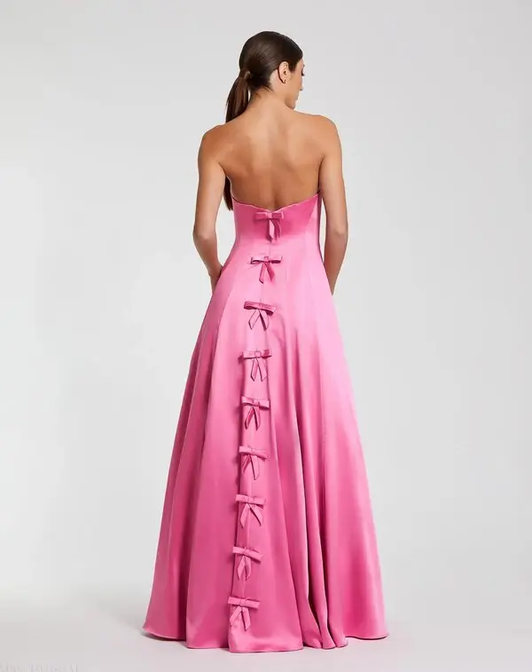 Mac Duggal Strapless Satin Ball Gown With Bow Detail - Pink