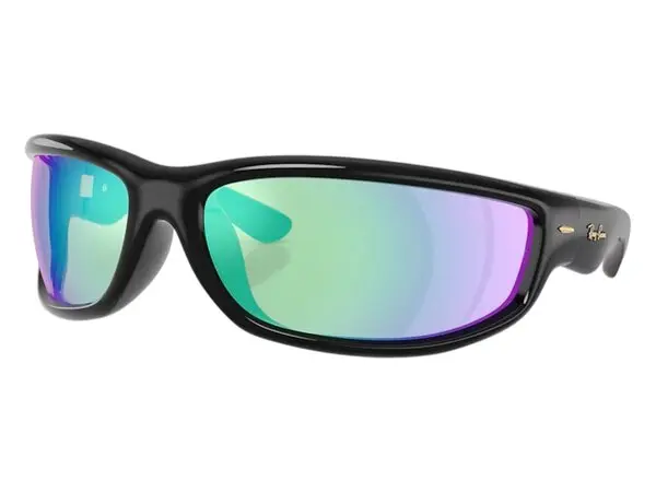 Ray-ban X A$ap Ultra Wrap Sunglasses - Polished Black Light Grey Mirror Blue (rb4941 601/y7 86/20)