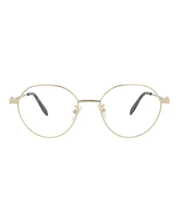 Alexander McQueen Round-frame Metal Optical Frames - Gold Gold Transparent (am0319o/30010861/002)