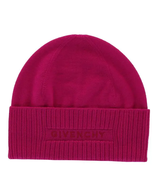 Givenchy Ribbed Embroidered Logo Beanie - Peony