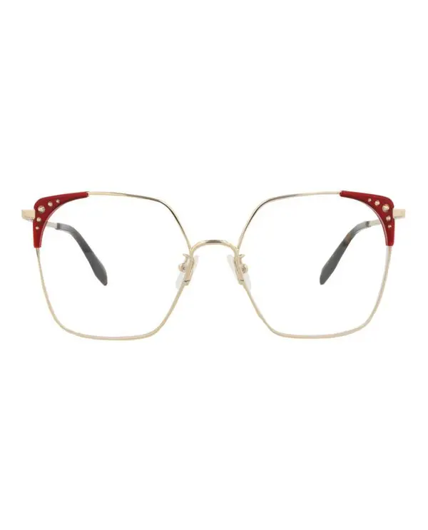 Alexander McQueen Square-frame Metal Optical Frames - Gold Gold Transparent (am0312o/30010858/002)