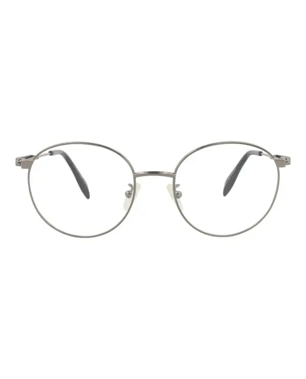 Alexander McQueen Round-frame Metal Optical Frames - Ruthenium Ruthenium Transparent (am0232o/30008070/001)