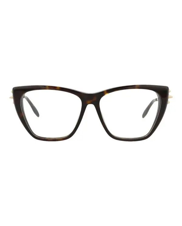 Alexander McQueen Acetate Cat Eye Optical Frames - Havana Gold Transparent (am0341o/30011489/002)