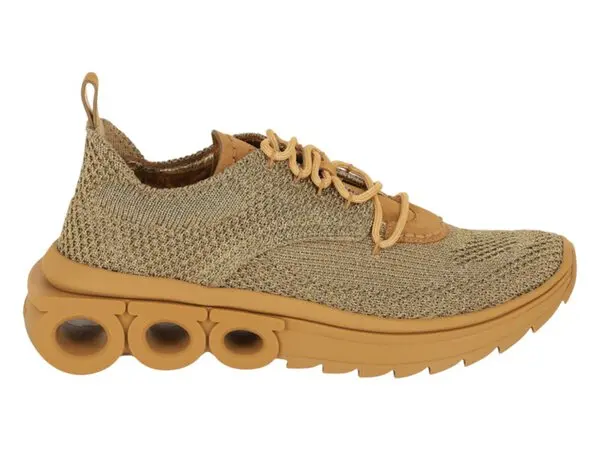 FERRAGAMO Nima Metallic Knit Sneakers - Brown