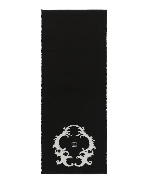 Givenchy Reversible Logo Wool Scarf - Black White
