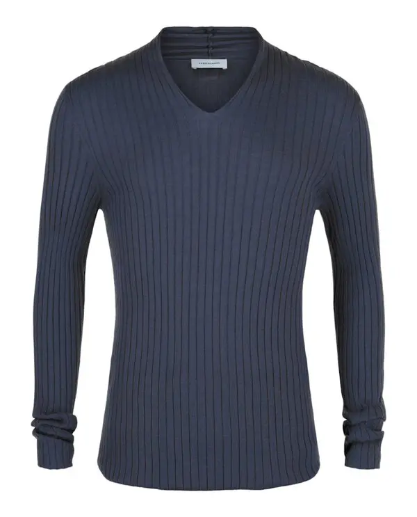 FERRAGAMO Ribbed Knit Long Sleeve Top