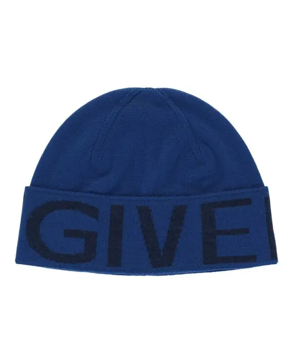Givenchy Jacquard Logo Beanie - Ocean Blue