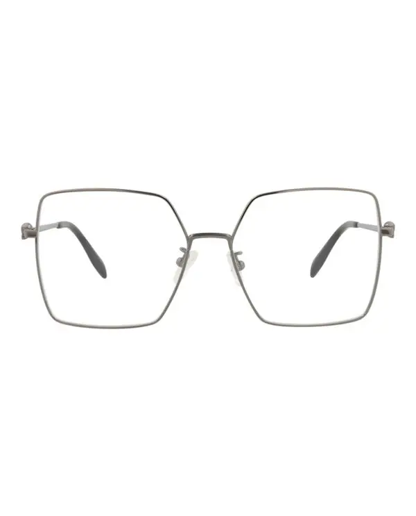 Alexander McQueen Square-frame Metal Optical Frames - Ruthenium Ruthenium Transparent (am0276o/30009376/001)