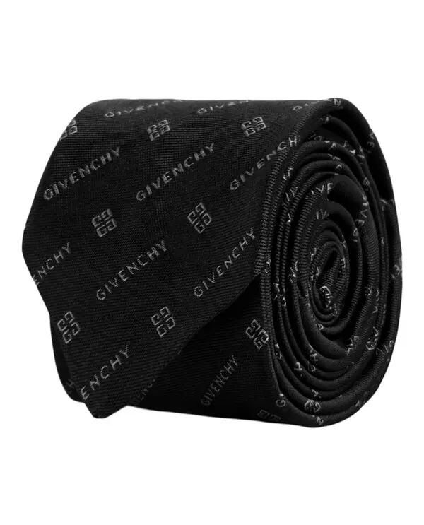 Givenchy Logo Silk Neck Tie - Black