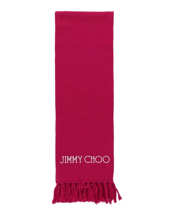 JIMMY CHOO Wool Logo Scarf - Bright Pink