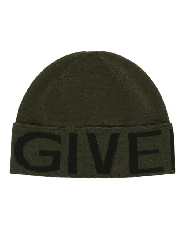 Givenchy Jacquard Logo Beanie - Khaki
