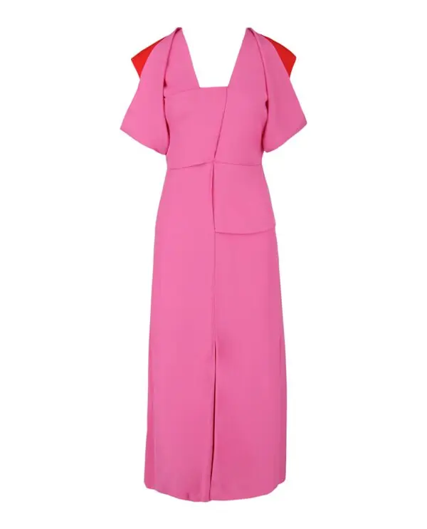 Bottega Veneta Jersey Draped Midi Dress - Bubble Gum | Editorialist
