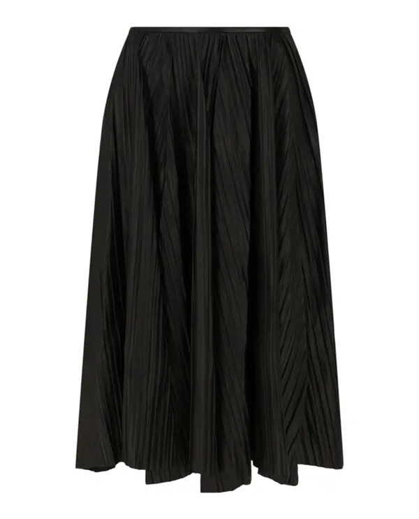 FERRAGAMO Leather Pleated Midi Skirt