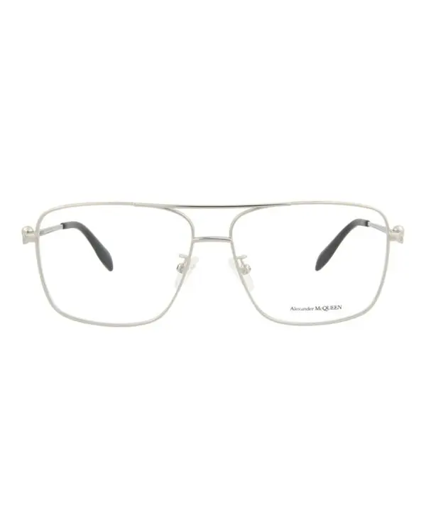 Alexander McQueen Aviator Frame Optical Frames - Silver Silver Transparent (am0277o/30009377/003)