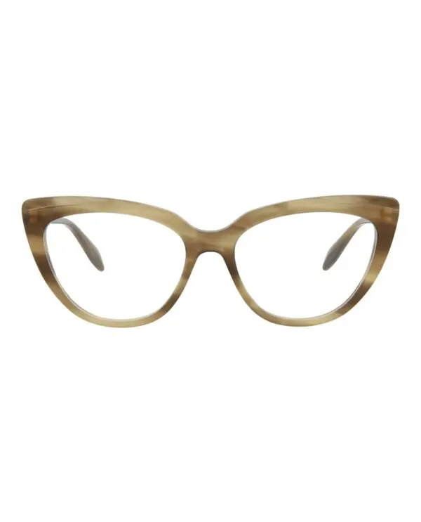 Alexander McQueen Acetate Cat Eye Optical Frames - Havana Havana Transparent (am0253o/30008688/004)
