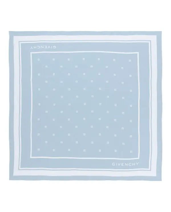 Givenchy Silk Logo Scarf - Blue Ivory
