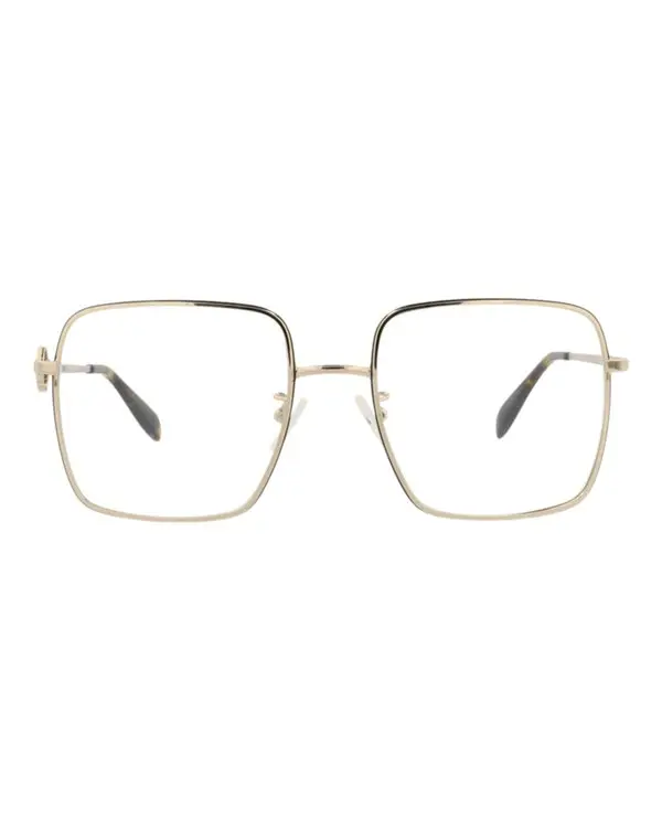 Alexander McQueen Square Frame Metal Optical Frames - Gold Gold Transparent (am0227o/30008282/002)