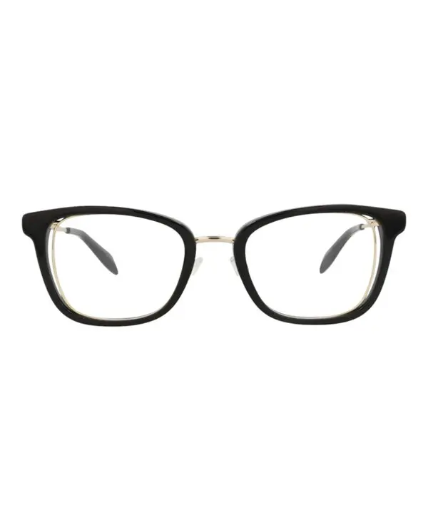 Alexander McQueen Acetate Optical Square Frame - Black Gold Transparent (am0225o/30008068/001)