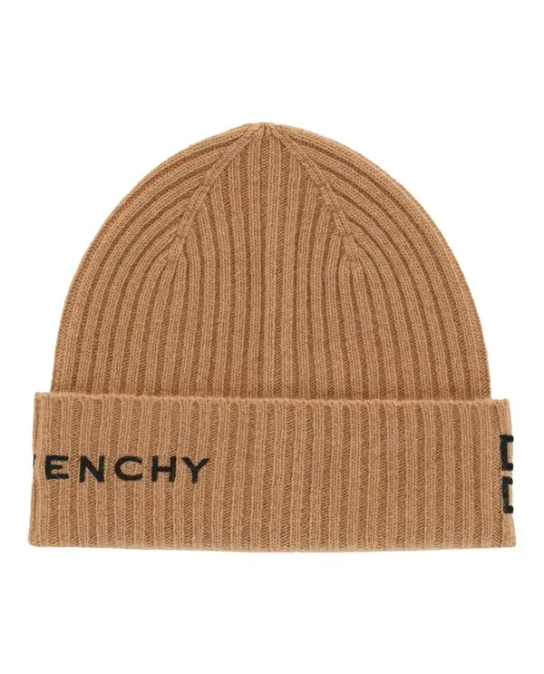 Givenchy Ribbed 4g Wool Blend Beanie - Desert Black
