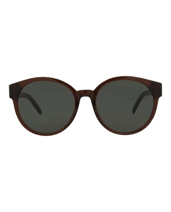 Saint Laurent Round Frame Acetate Sunglasses - Brown Brown Grey (slm31f/30006097/010)