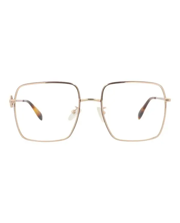 Alexander McQueen Square Metal Optical Frames - Gold Gold Transparent (am0227o/30008282/003)