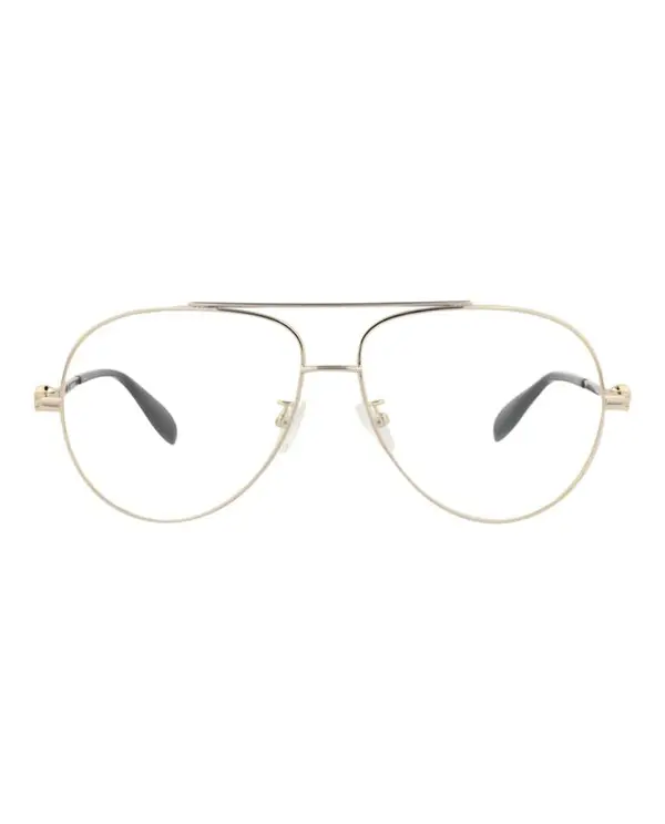 Alexander McQueen Aviator-frame Metal Optical Frames - Gold Gold Transparent (am0260o/30008696/001)