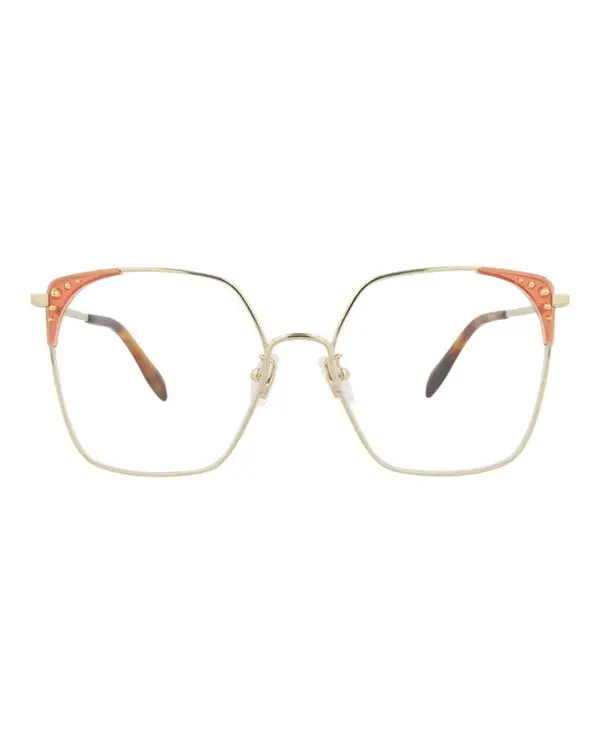 Alexander McQueen Square-frame Metal Optical Frames - Gold Gold Transparent (am0312o/30010858/003)