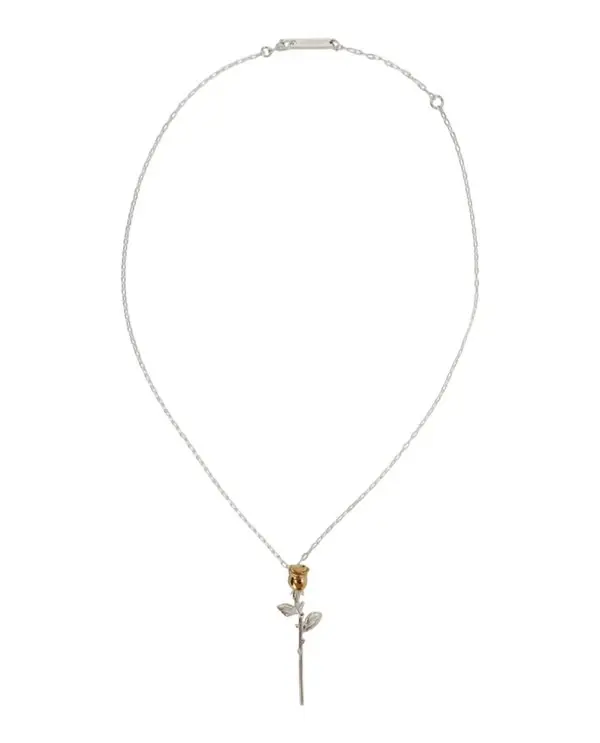 AMBUSH Rose Charm Necklace - Silver