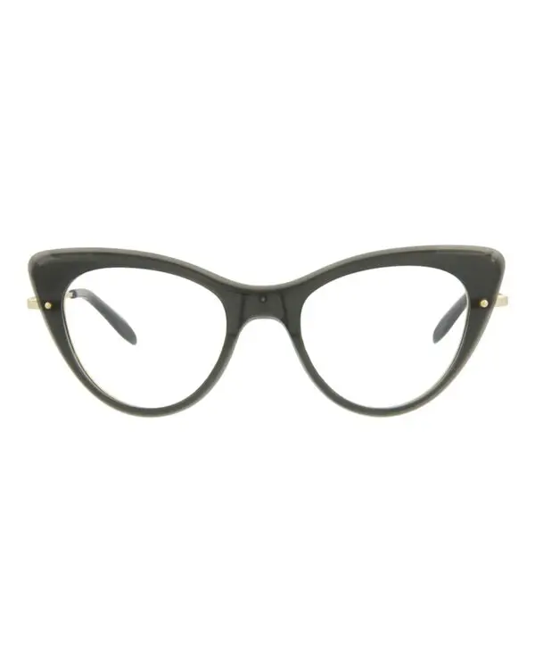 Alexander McQueen Cat Eye Acetate Optical Frames - Grey Gold Transparent (am0236o/30008071/001)