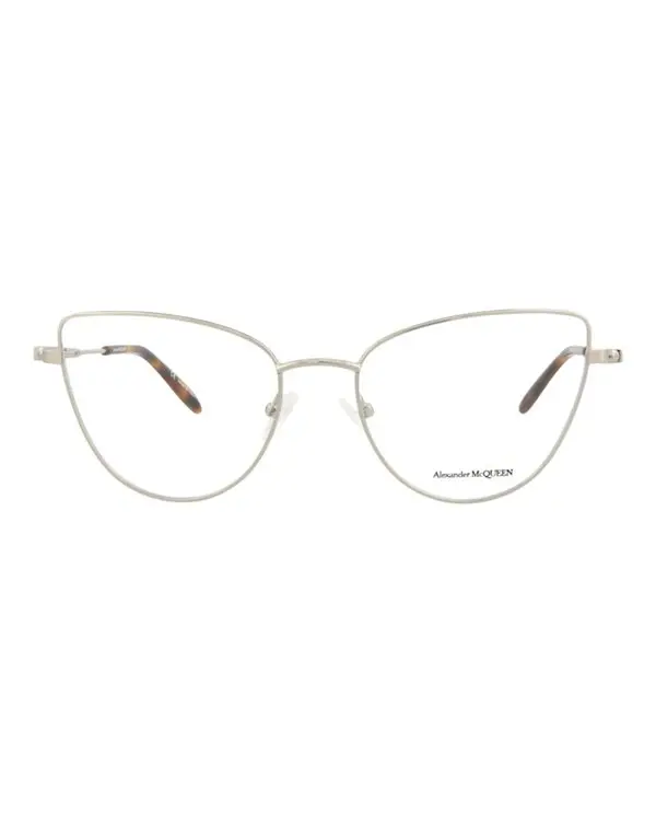 Alexander McQueen Cat Eye Metal Optical Frames - Silver Silver Transparent (am0268o/30008678/003)