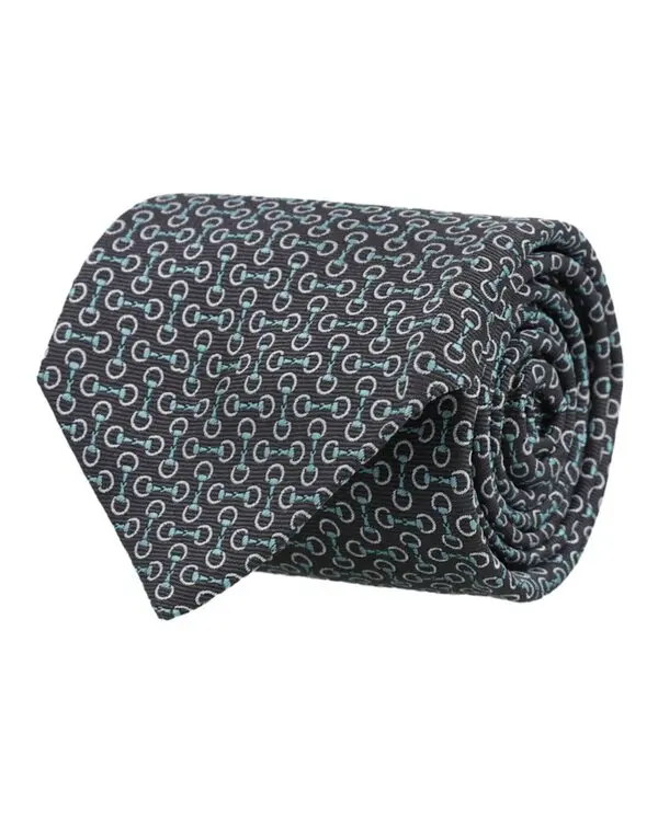 Gucci Horsebit Silk Jacquard Tie - Graphite Blue