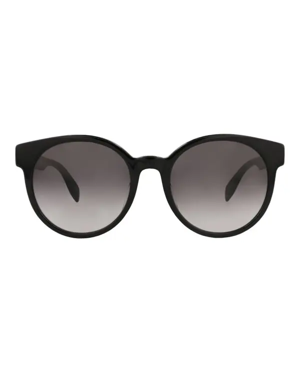 Alexander McQueen Acetate Round Frame Sunglasses - Black Black Grey (am0349sa/30012323/001)
