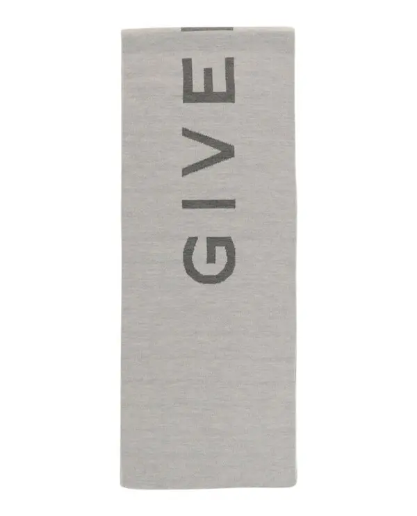 Givenchy Reversible Logo Wool Scarf - Pearl Grey