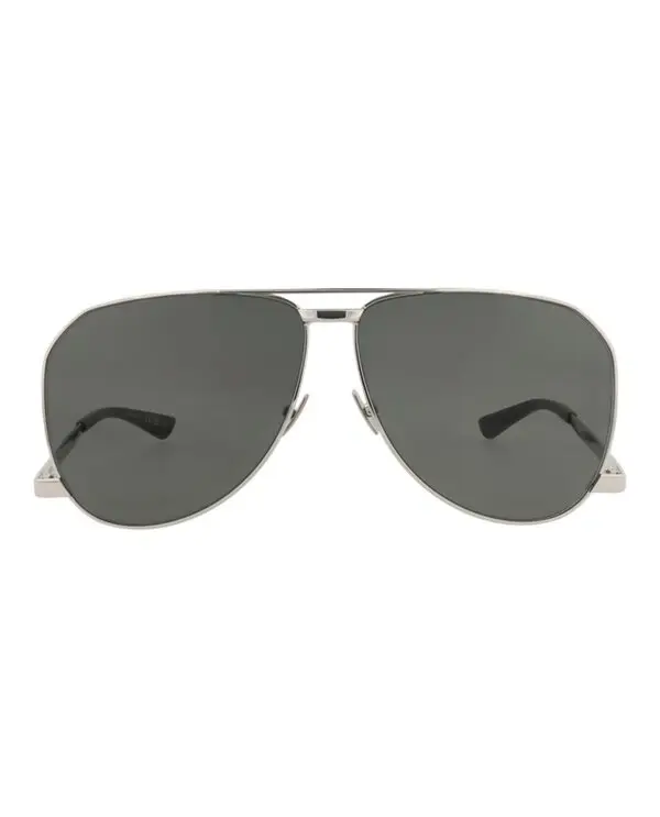 Saint Laurent Aviator Frame Sunglasses - Silver Silver Grey (sl690dust/30015233/002)