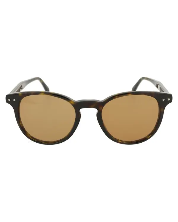 Bottega Veneta Acetate Round Frame Sunglasses - Shiny Dark Havana (bv0128s/30001665/002)