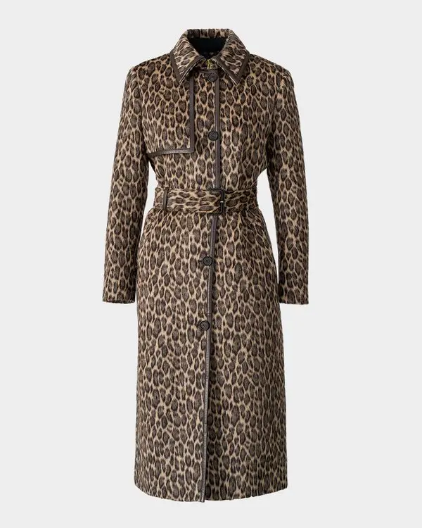 Mackage Zeva-a Leopard-printed Wool Trench Coat