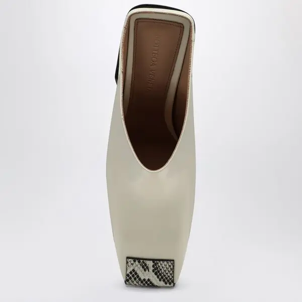 Bottega Veneta Mule With Python Effect Leather Tip - White
