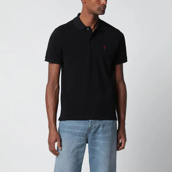 AMI Paris De Coeur Polo Shirt - Black