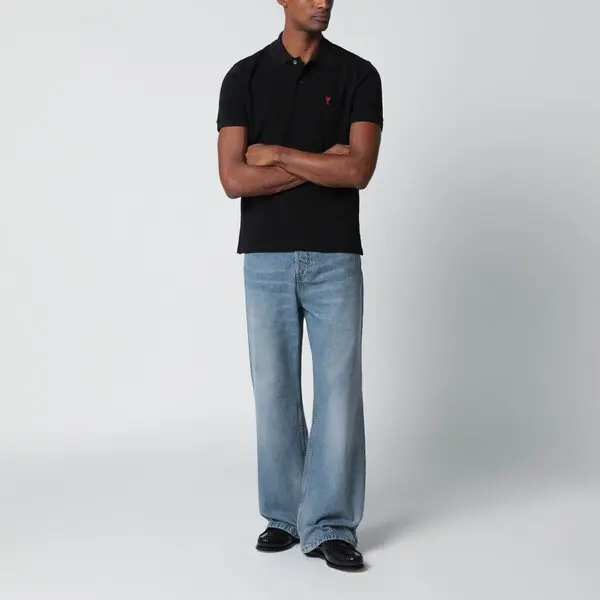 AMI Paris De Coeur Polo Shirt - Black