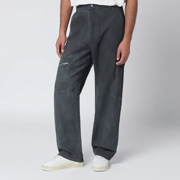 REPRESENT Washed-effect Cotton Trousers - Black