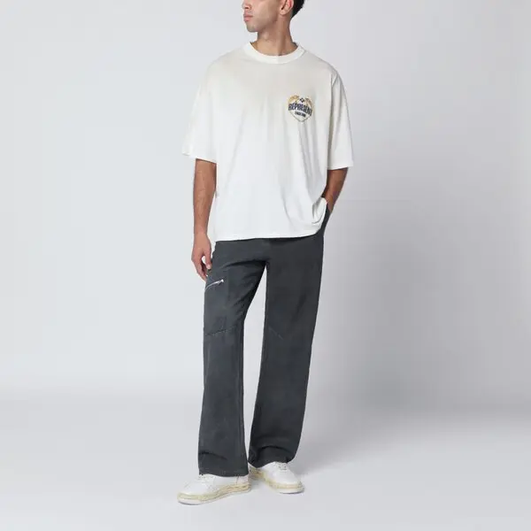 REPRESENT Washed-effect Cotton Trousers - Black