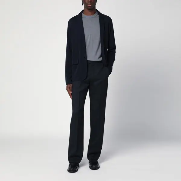 LARDINI Single-breasted Knitted Jacket - Blue