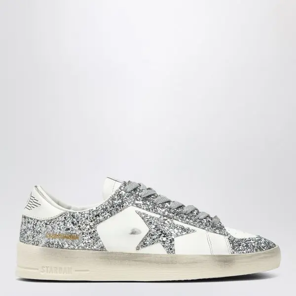 GOLDEN GOOSE Stardan Glitter Silver Sneaker - White