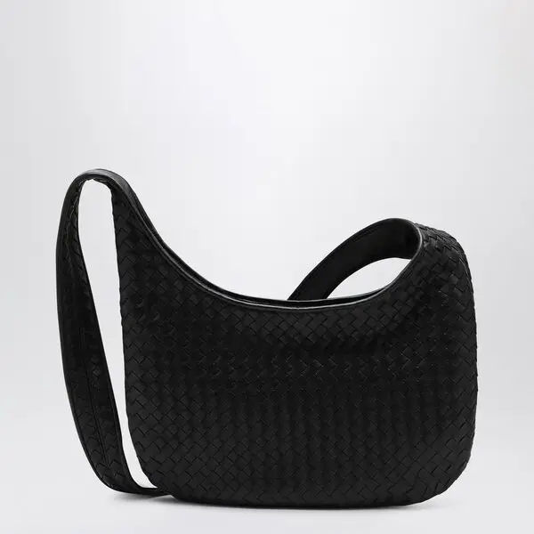 Bottega Veneta Intrecciato Lambskin Shoulder Bag - Black