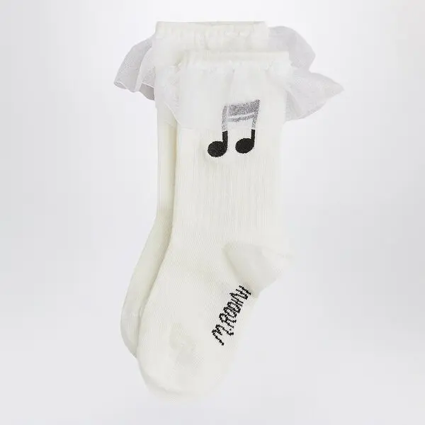 MINI RODINI Socks With Musical Note - White
