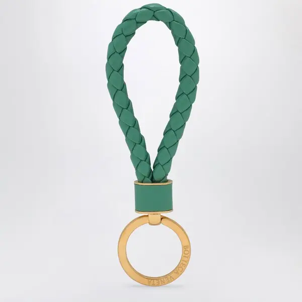 Bottega Veneta Mermaid Keyring In Woven Leather - Green