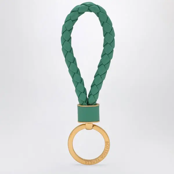 Bottega Veneta Mermaid Keyring In Woven Leather - Green