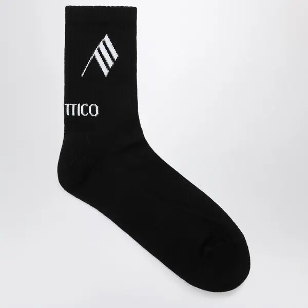 Attico Ribbed Socks With Logo - Black