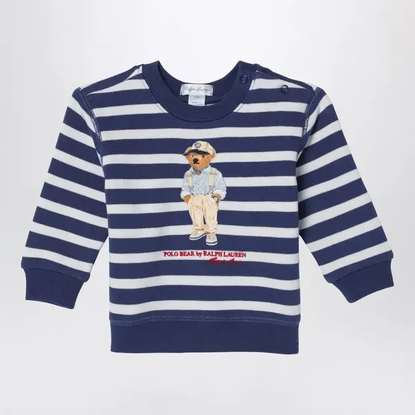 Polo Ralph Lauren Striped Crewneck Sweatshirt With Print - Light Blue